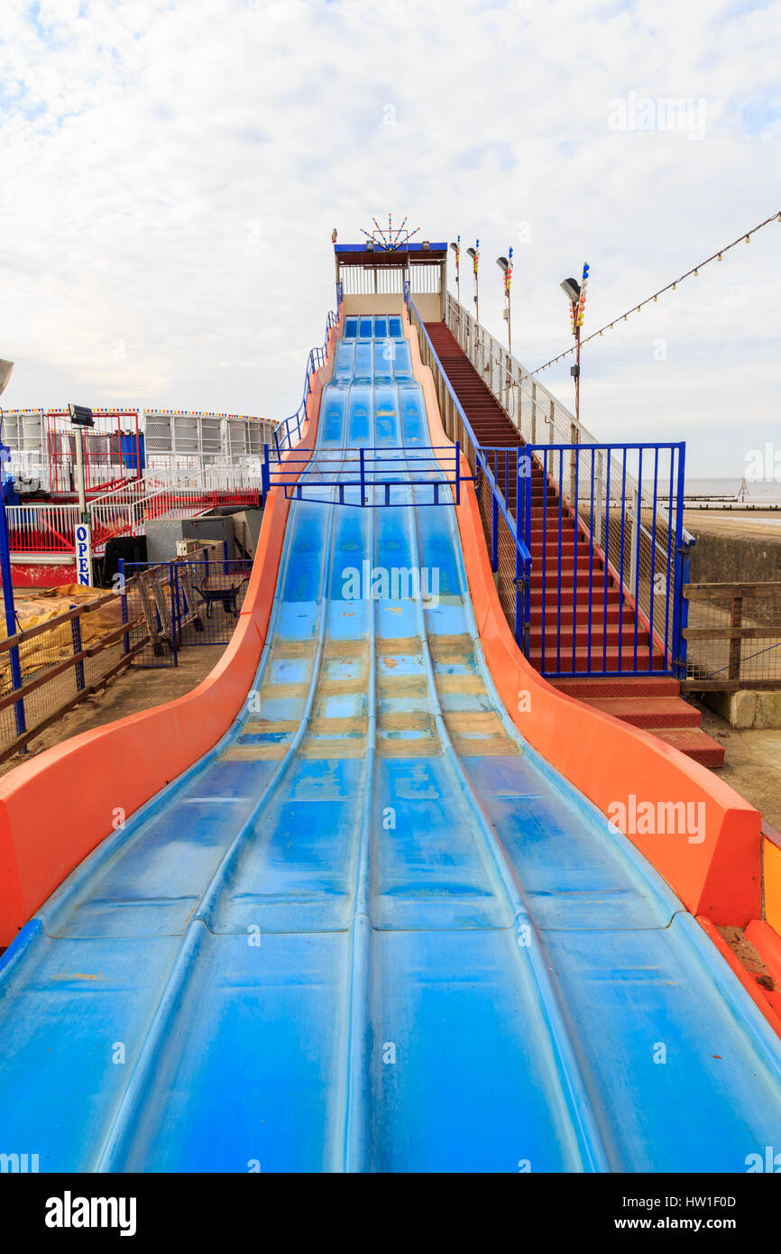 HUNSTANTON, ENGLAND - MARCH 10: Fun slide at Hunstanton fairground ...