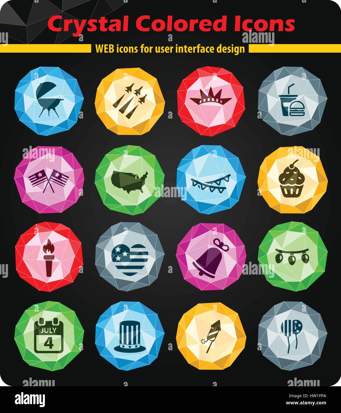 Independence day simply symbols for web icons Stock Vector Image & Art ...