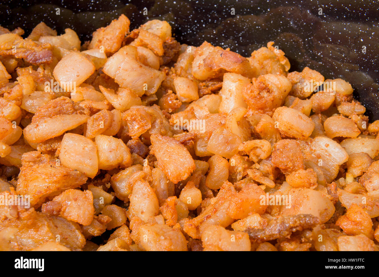 hog-killing time, pig lard, fat, pork rind, rinds Stock Photo - Alamy