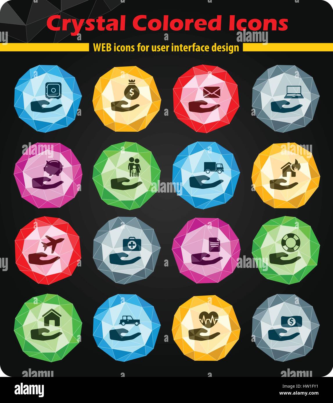 insurance hand web icons for user interface design Stock Vector Image ...