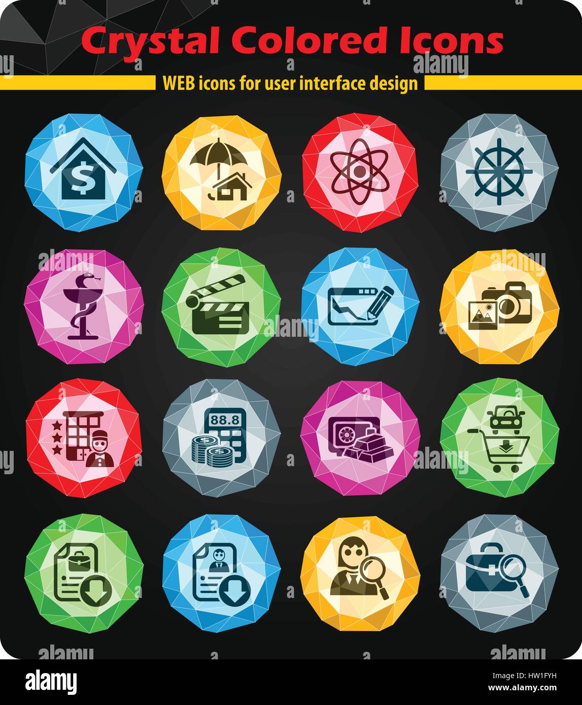 job search crystal color icons for your design Stock Vector Image & Art ...