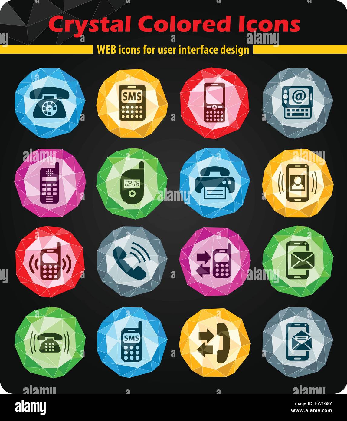 phone crystal color icons for your design Stock Vector Image & Art - Alamy