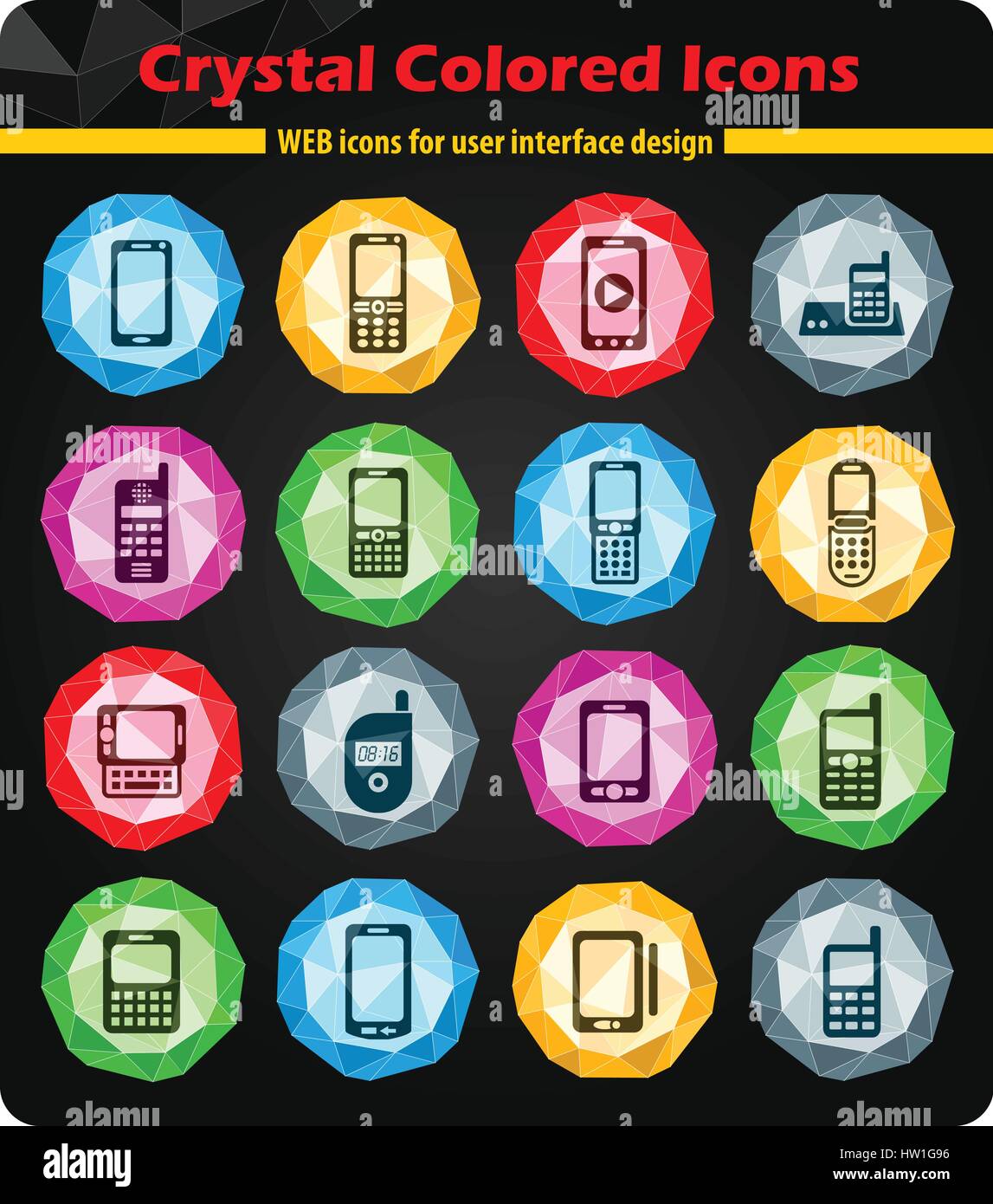 phones crystal color icons for your design Stock Vector Image & Art - Alamy