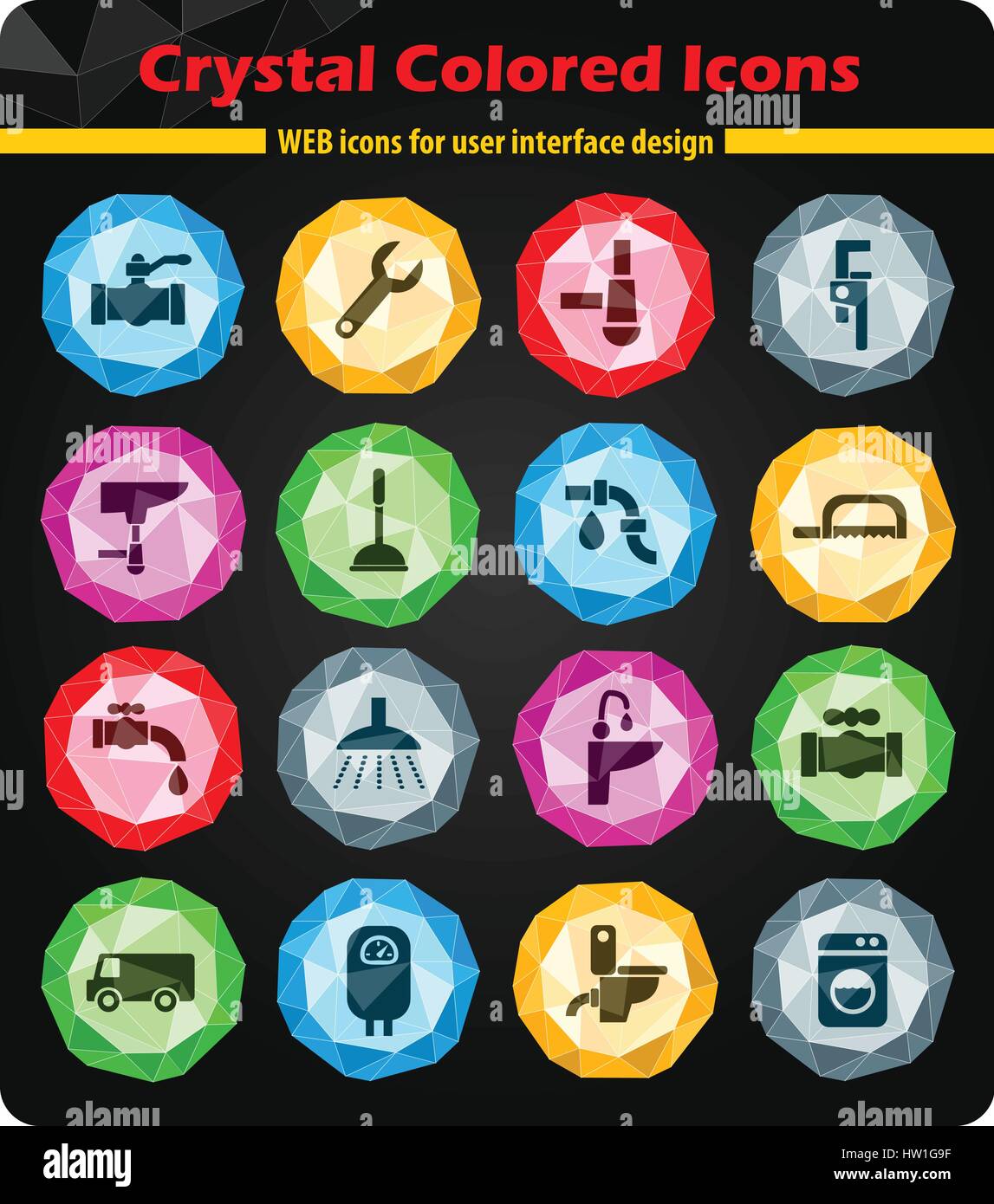 plumbing service web icons for user interface design Stock Vector Image ...
