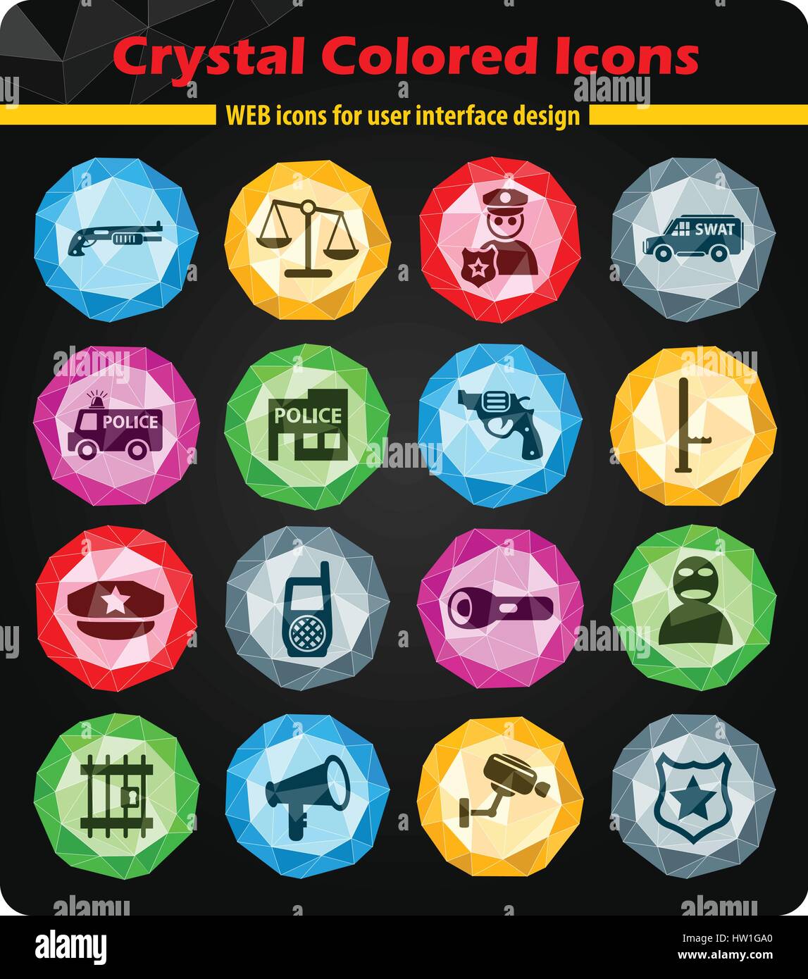 police crystal color icons for your design Stock Vector Image & Art - Alamy
