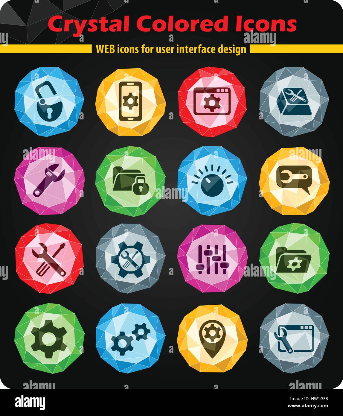 settings crystal color icons for your design Stock Vector Image & Art ...
