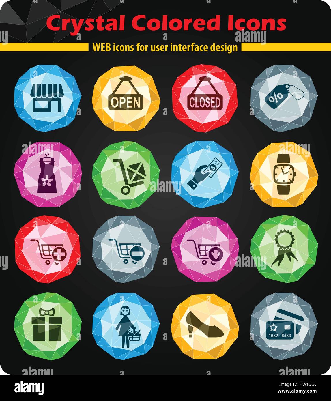 shopping and e-commerce web icons for user interface design Stock ...