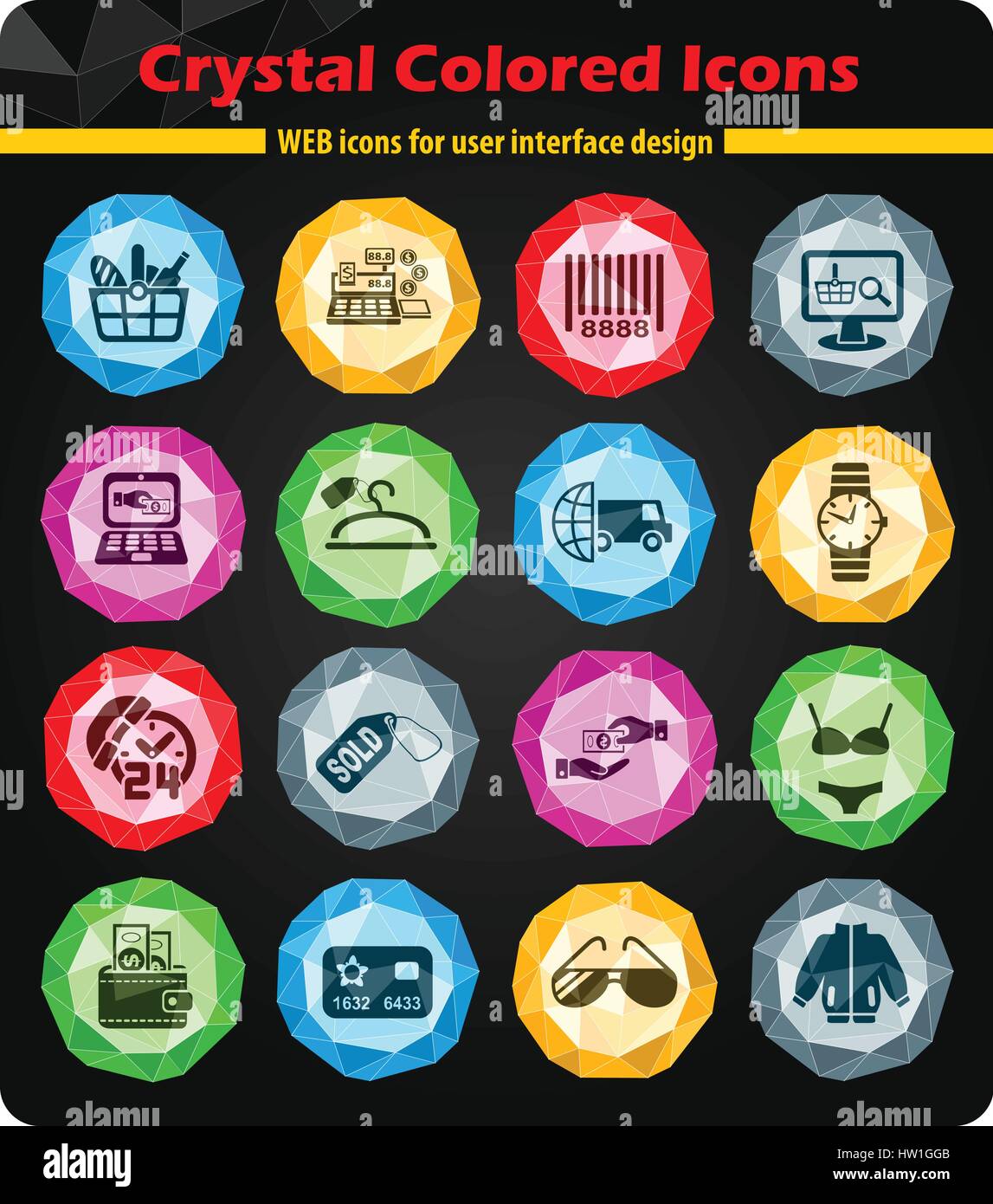 shopping and e-commerce web icons for user interface design Stock ...