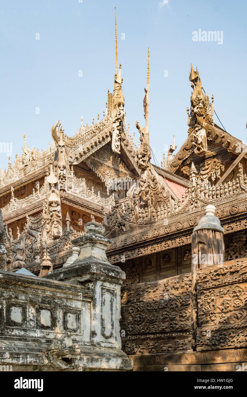 Shwe Kyaung Monastery, Mandalay, Myanmar Stock Photo - Alamy