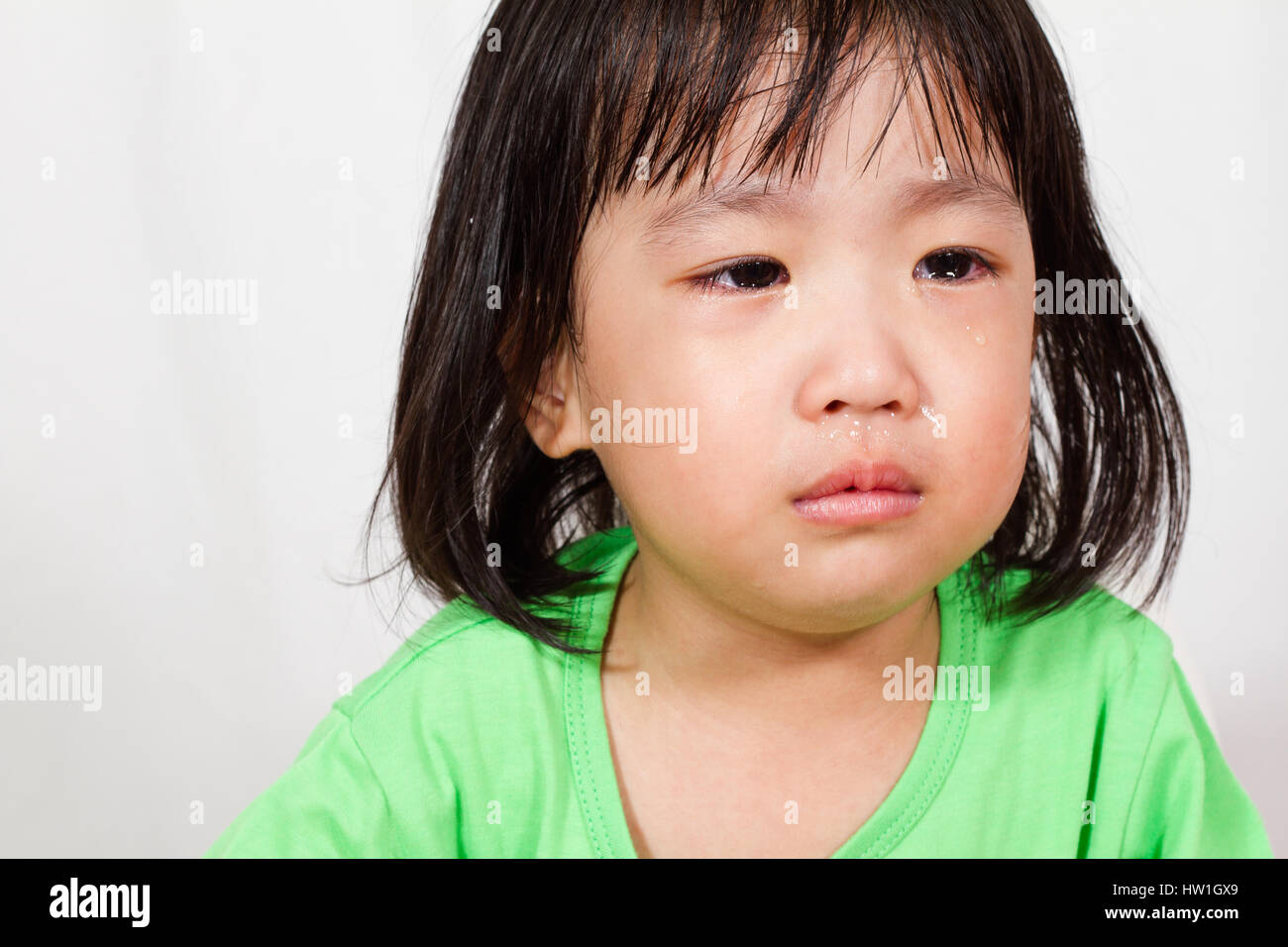 Little Asain Chinese Crying in white background Stock Photo - Alamy
