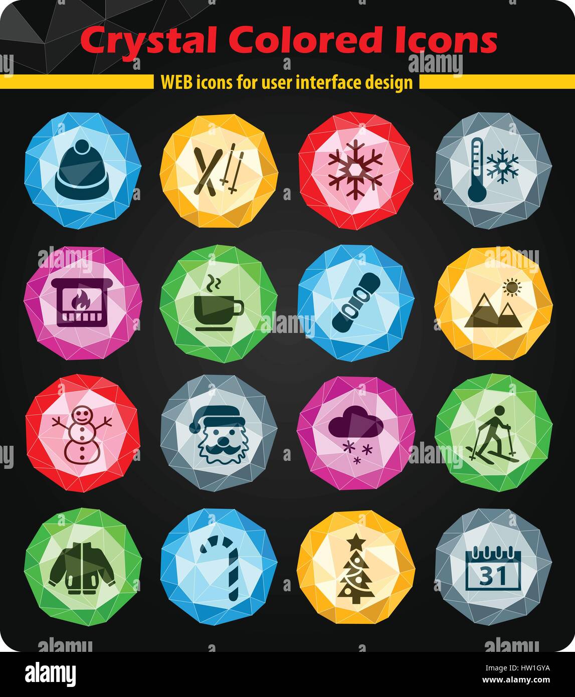 winter crystal color icons for your design Stock Vector Image & Art - Alamy