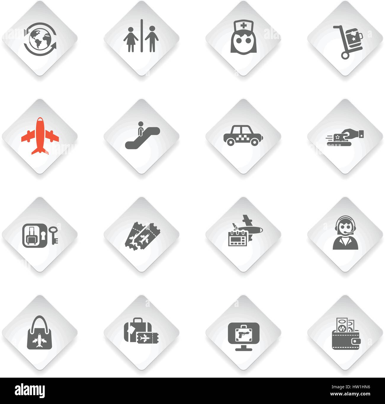 airport flat web icons for user interface design Stock Vector Image ...