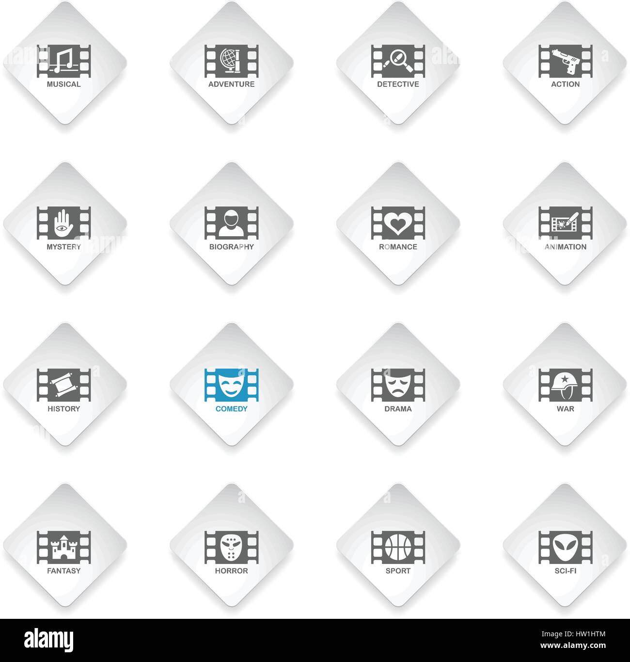 cinema genre flat web icons for user interface design Stock Vector ...