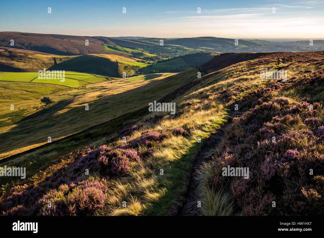 Beautiful summer evening in the hills of Northen England. Hilly ...