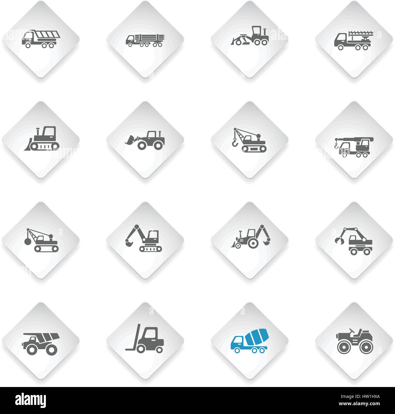 construction machinery flat web icons for user interface design Stock ...
