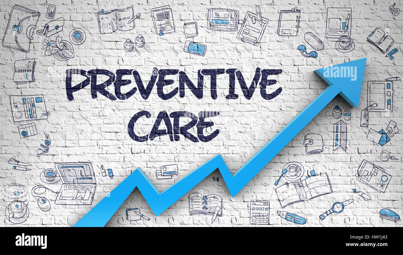Preventive Care Drawn on White Wall. 3d Stock Photo - Alamy