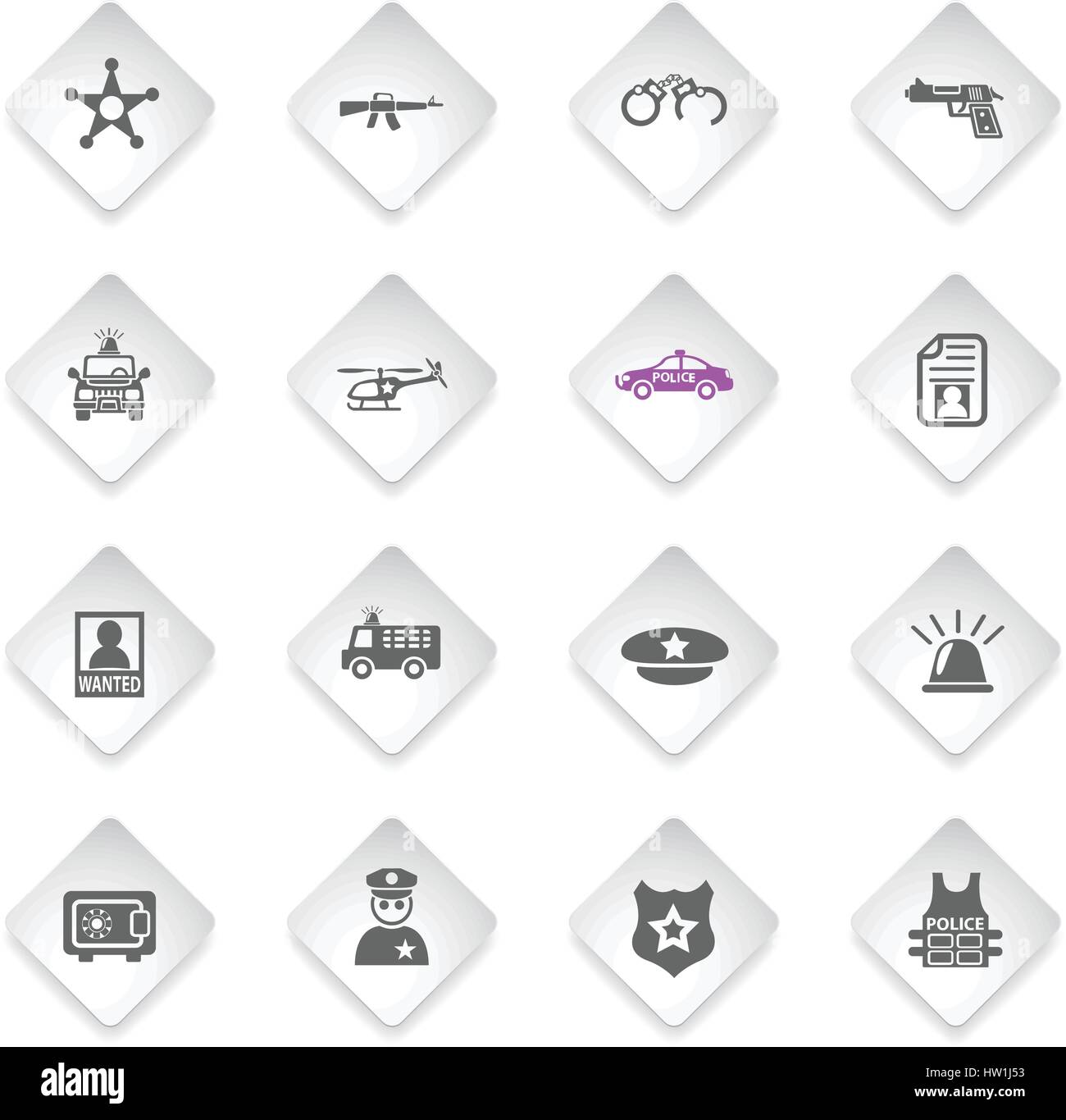police flat web icons for user interface design Stock Vector Image ...