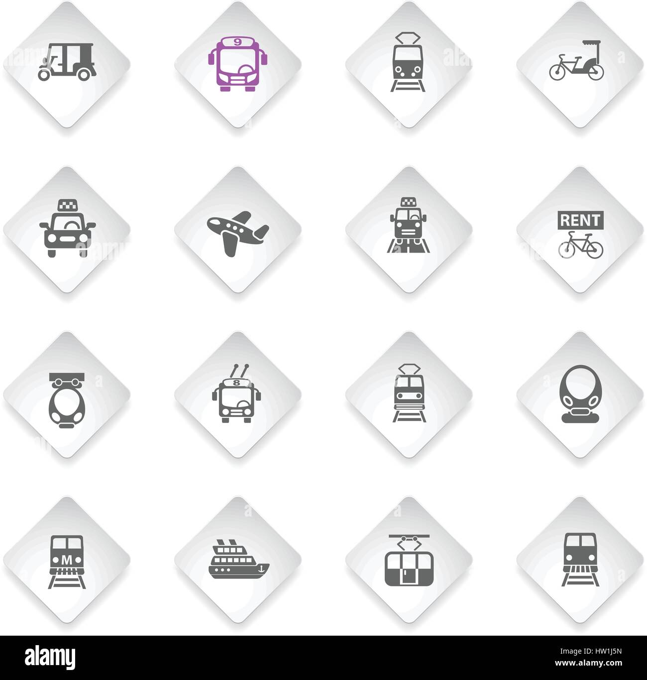 public transport flat web icons for user interface design Stock Vector ...
