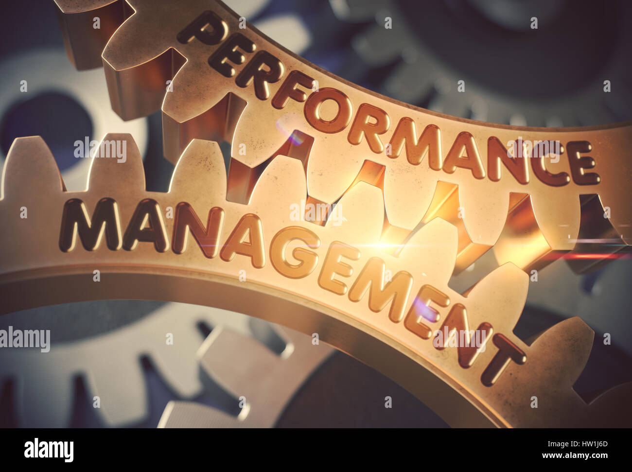 Performance Management on the Golden Gears. 3D Illustration Stock Photo ...