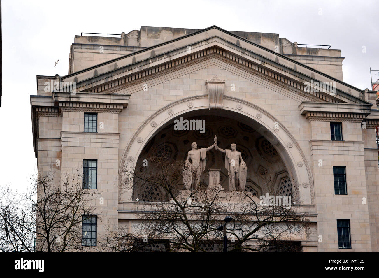 Limestone statues on Bush House former home of the BBC Stock Photo - Alamy