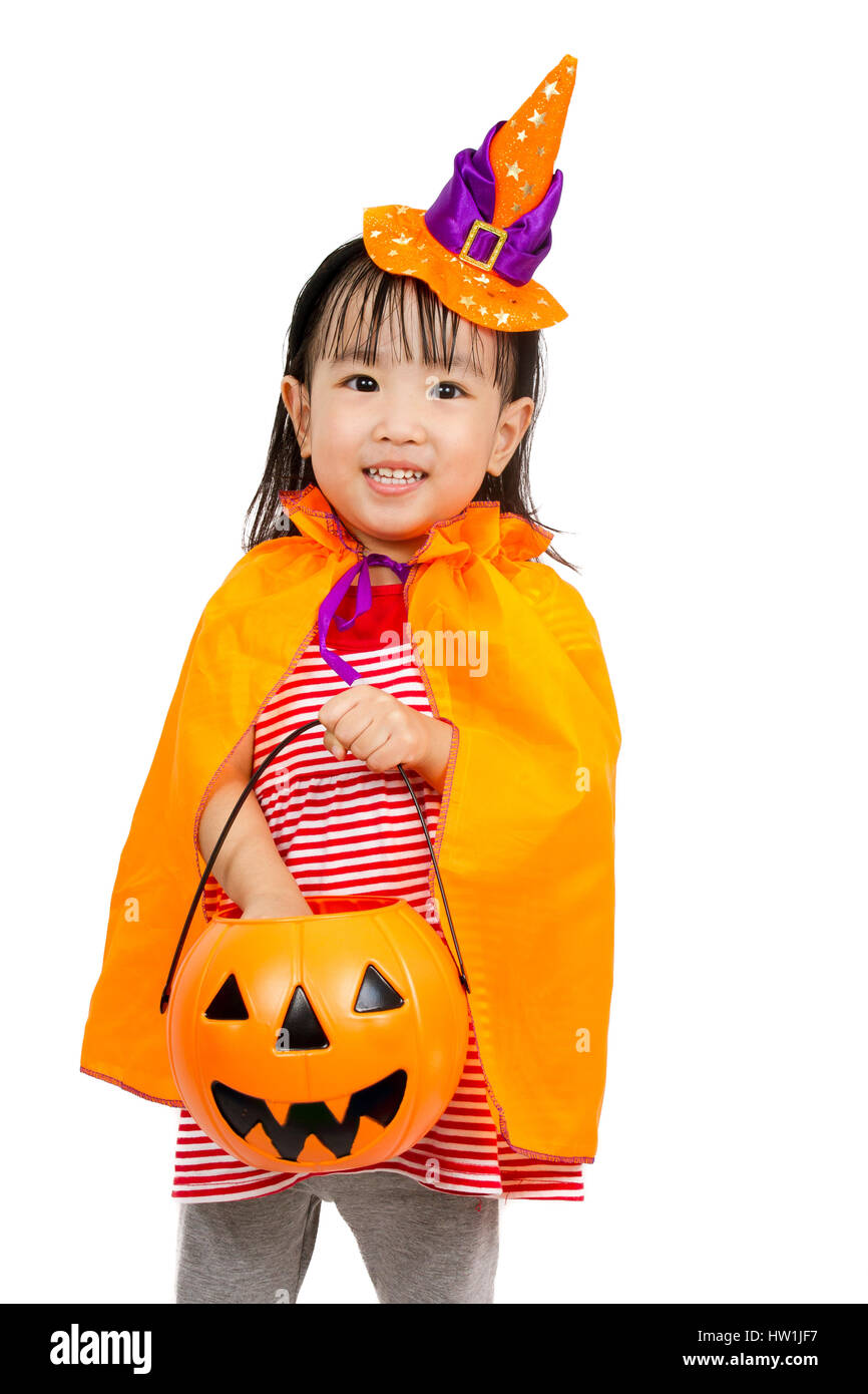 Asian Chinese Little girl celebrate Halloween studio shot Stock Photo ...
