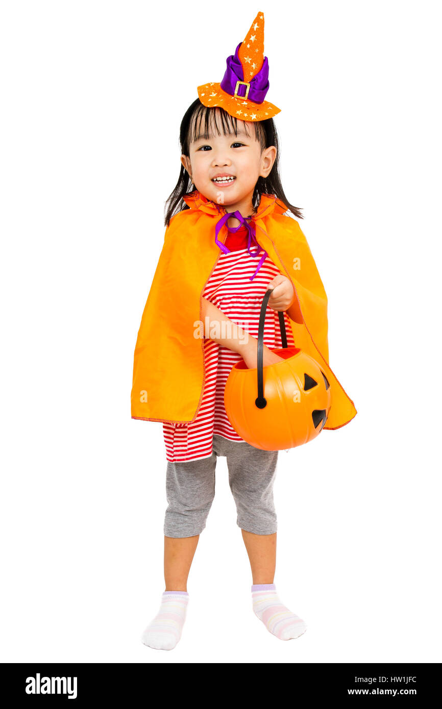 Asian Chinese Little girl celebrate Halloween studio shot Stock Photo ...