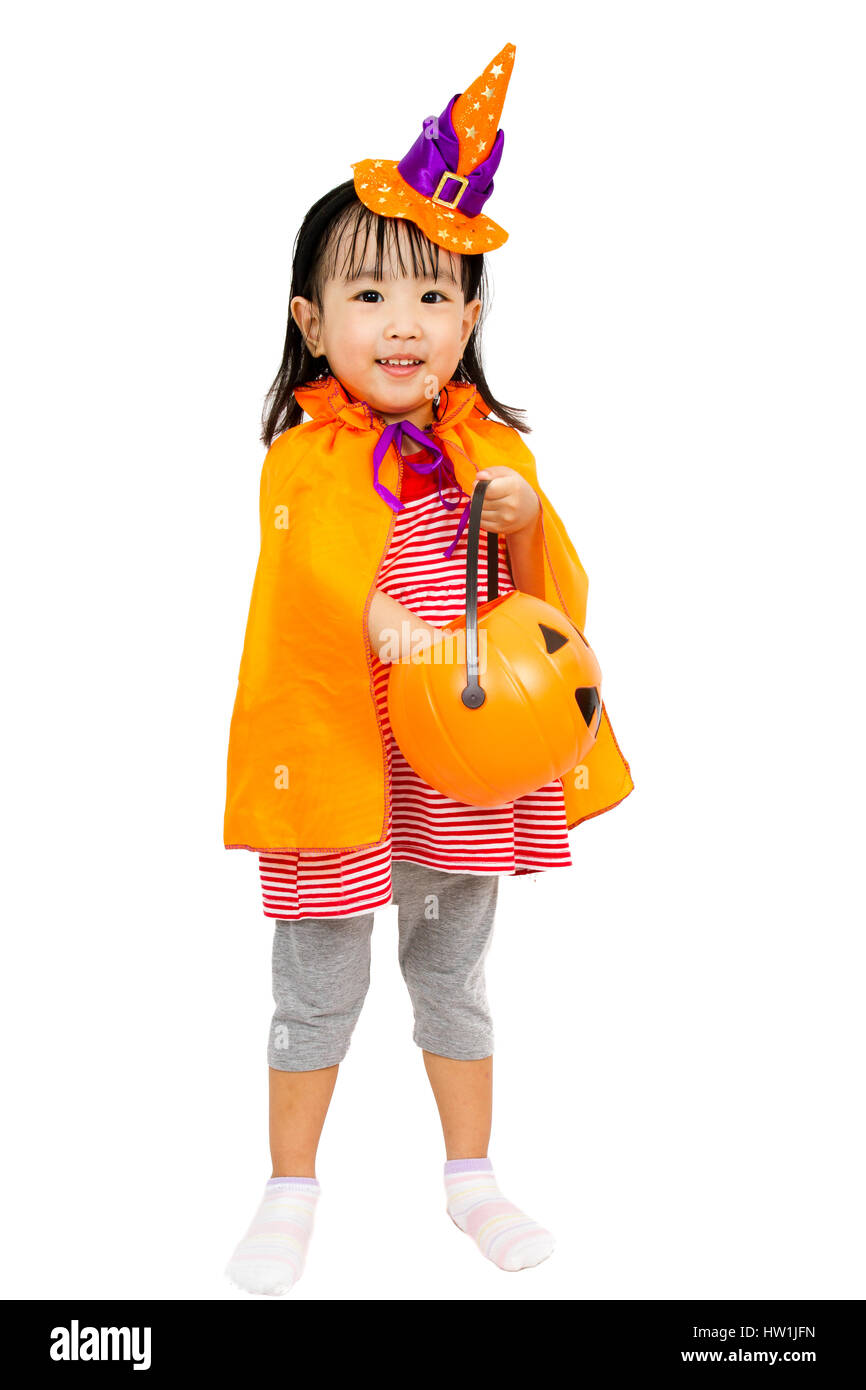 Asian Chinese Little girl celebrate Halloween studio shot Stock Photo ...