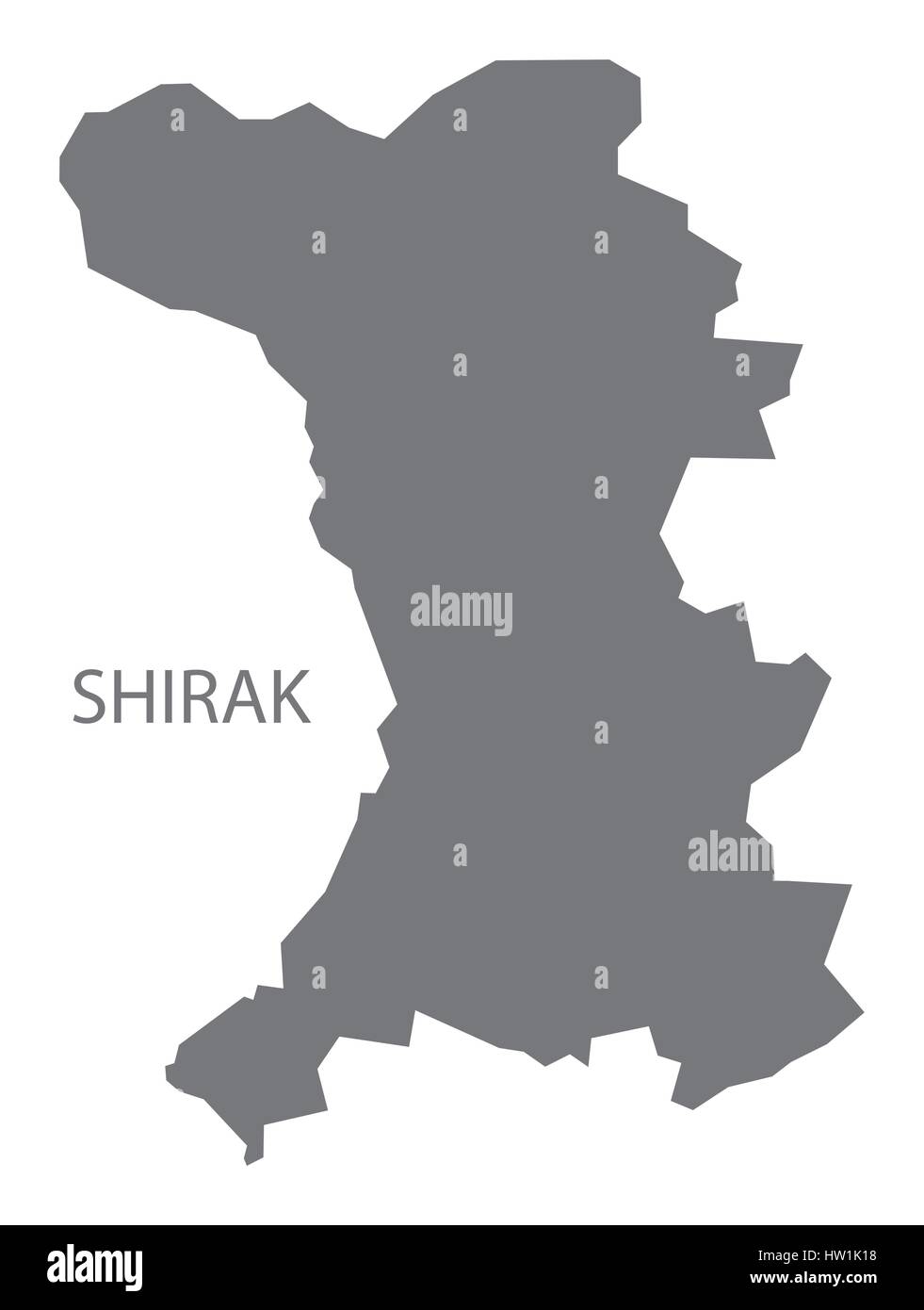 Shirak Armenia province map grey illustration silhouette Stock Vector ...