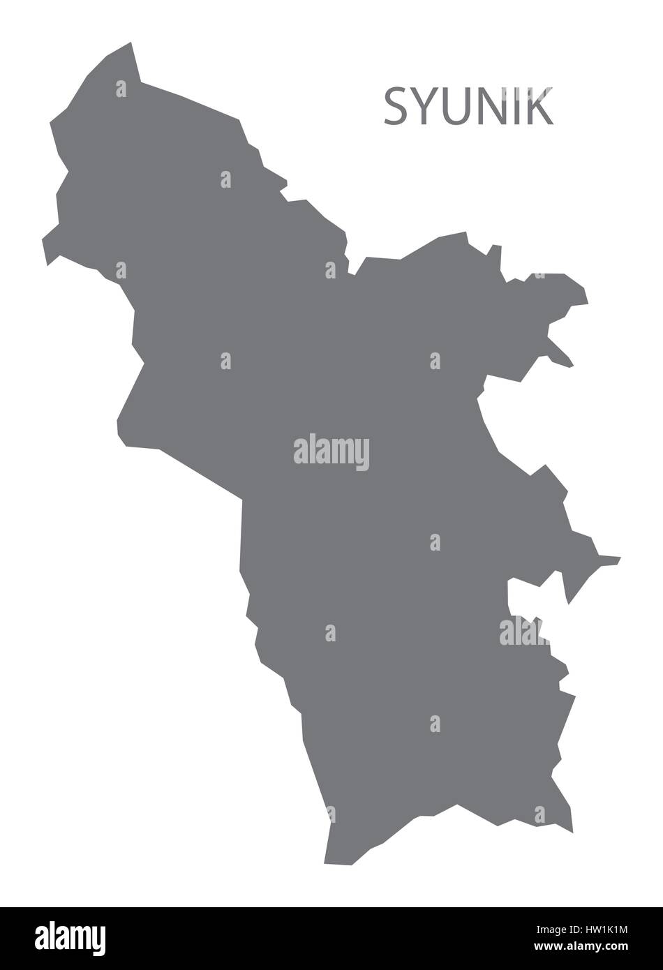 Syunik Armenia province map grey illustration silhouette Stock Vector ...