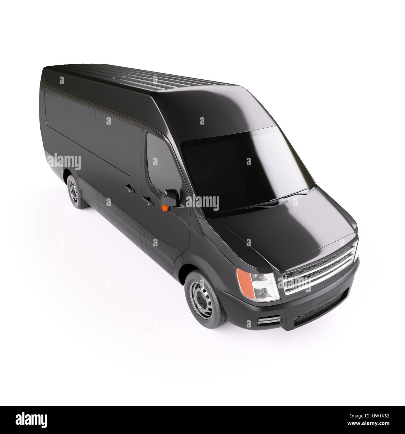 Black Commercial Van Isolated on White with Shadow 3d Illustration ...