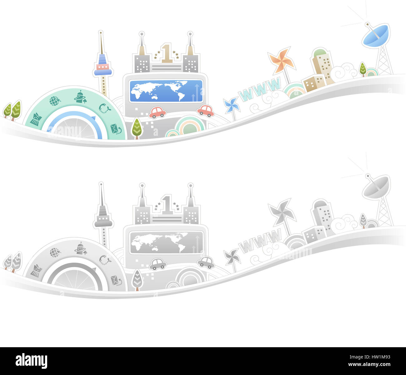 Global network design cartoon Cut Out Stock Images & Pictures - Alamy