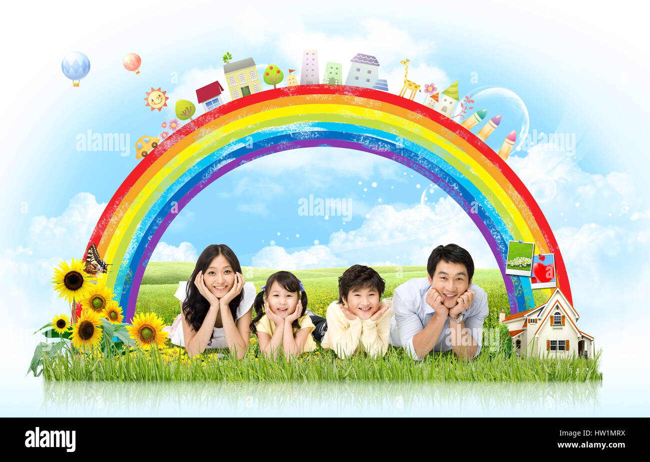 Illustration happy family life hi-res stock photography and images - Alamy