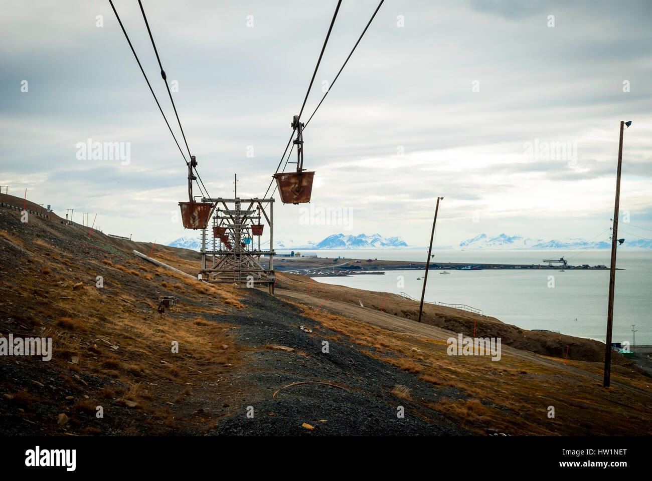Old cable car for coal transportation in Longyearbyen, Svalbard, Norway ...