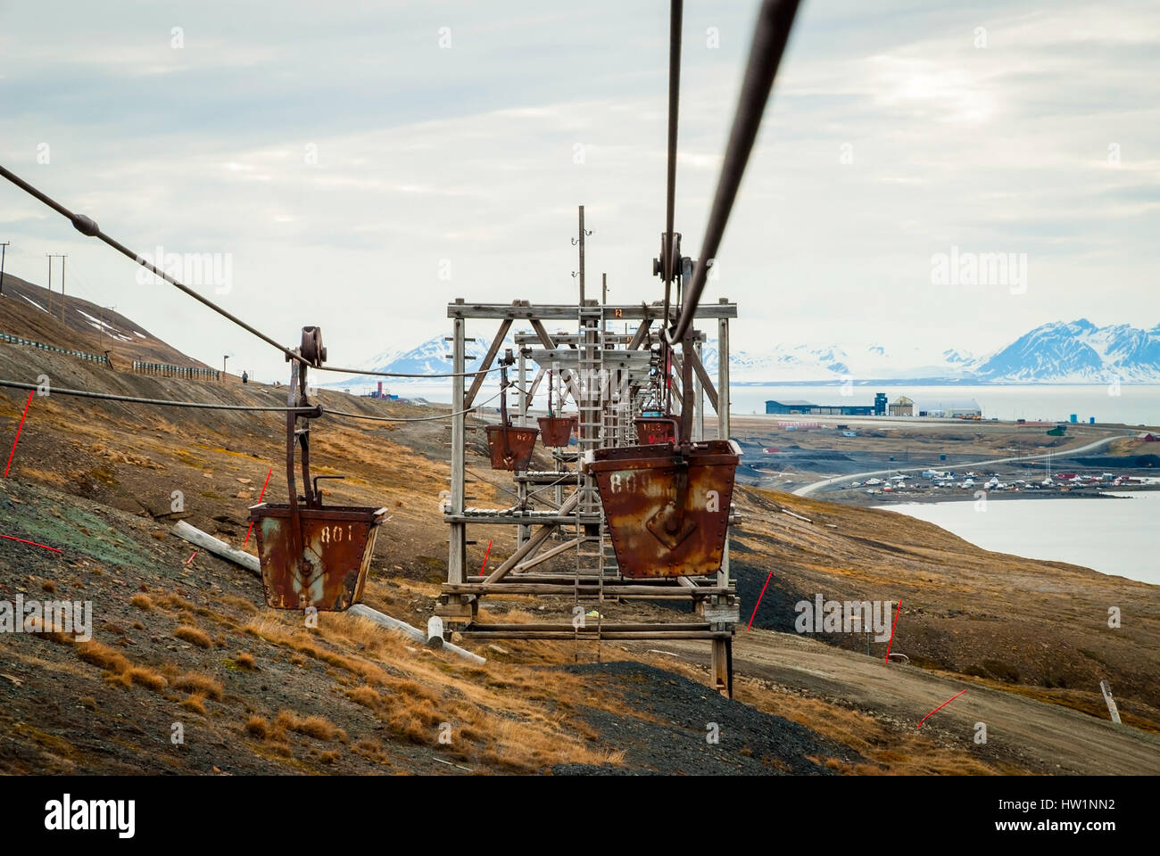 Old cable car for coal transportation in Longyearbyen, Svalbard, Norway ...