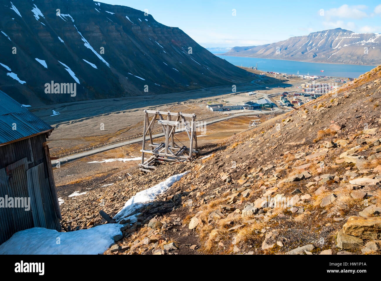Abandoned coal mine station in Longyearbyen, Svalbard, Norway Stock ...