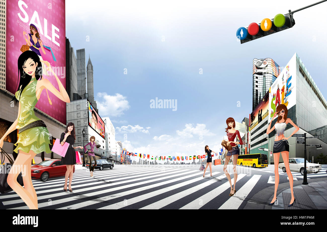 Modern City Shopping Stock Photo - Alamy