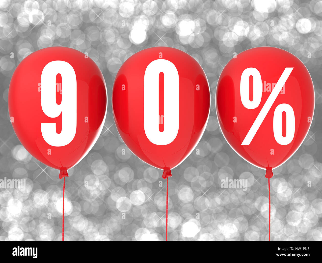 90% sale sign on red balloons Stock Photo - Alamy