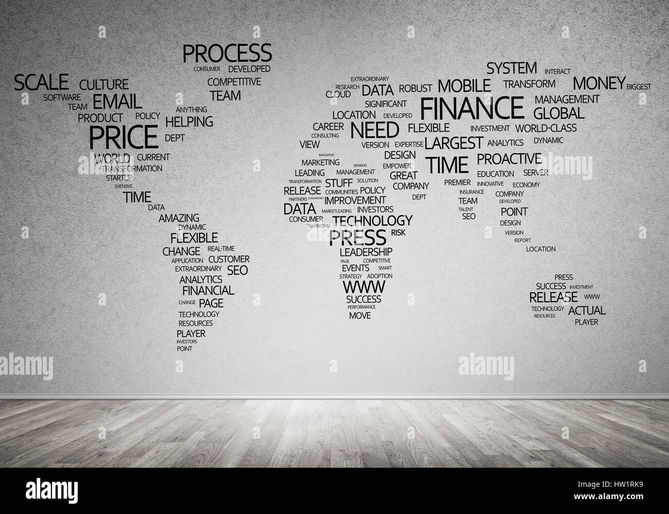 World map in typography Stock Photo - Alamy
