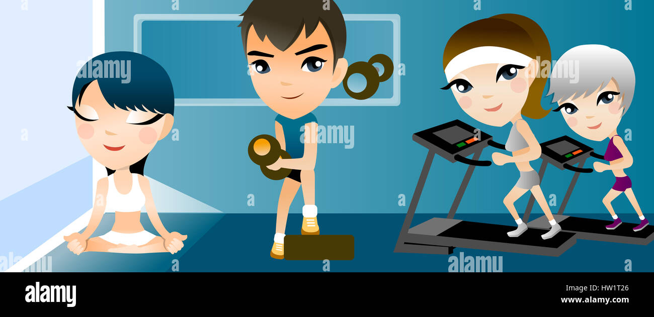 Back view girl on treadmill hi-res stock photography and images - Alamy