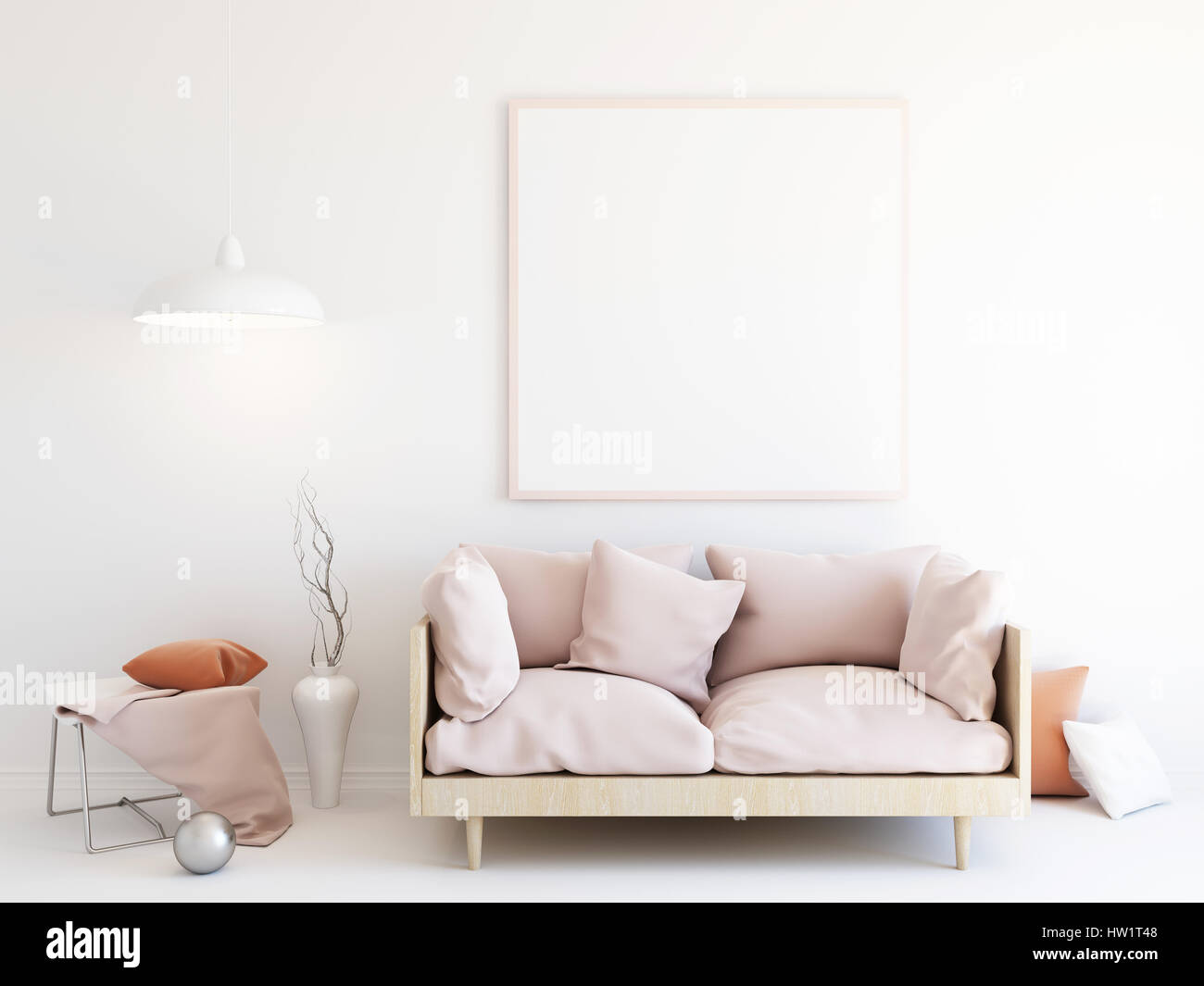Interior mockup 3d Stock Photo - Alamy