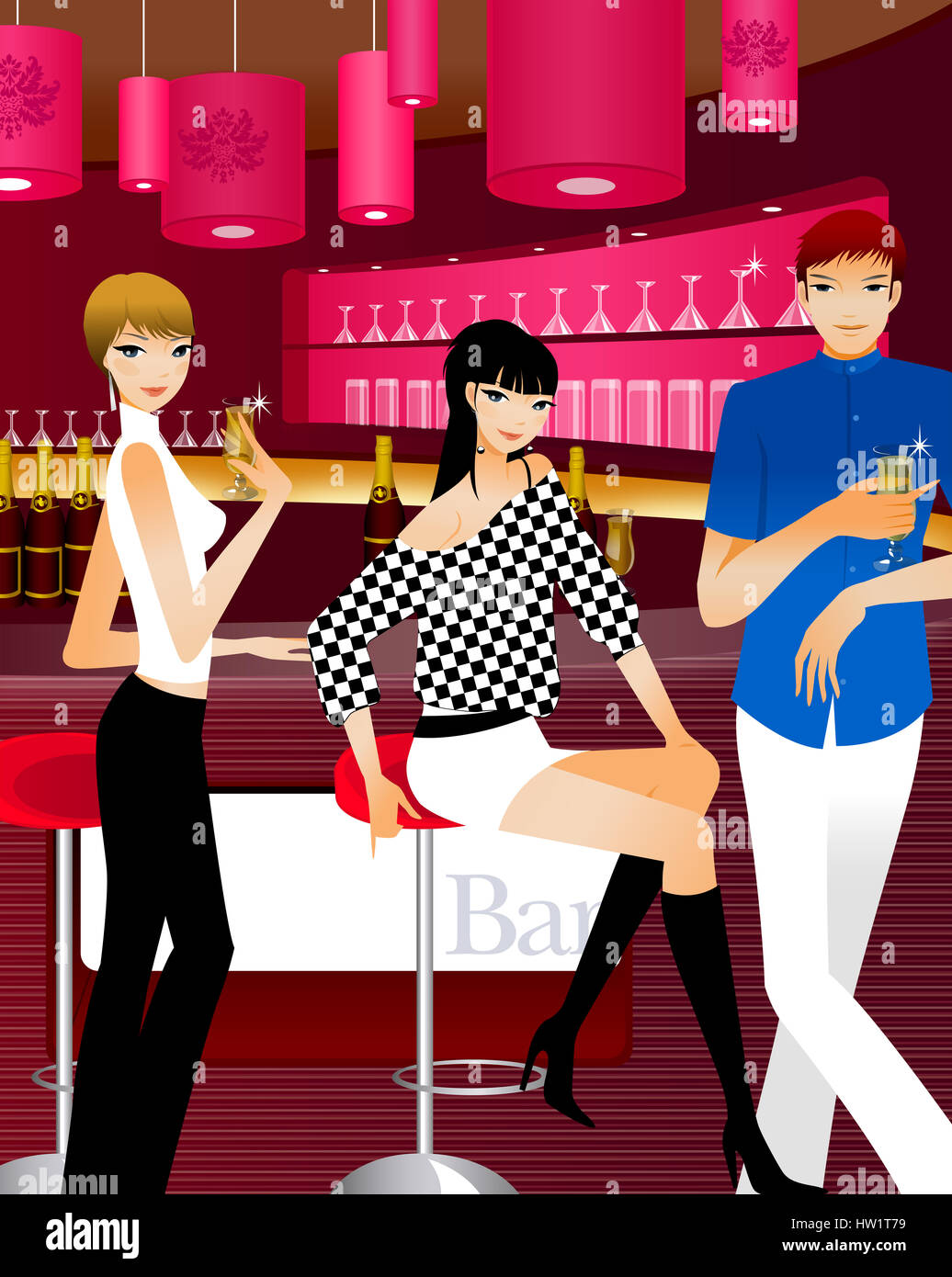 adults only,alcohol,art,bar,bar counter,beverage,black hair,blond hair ...