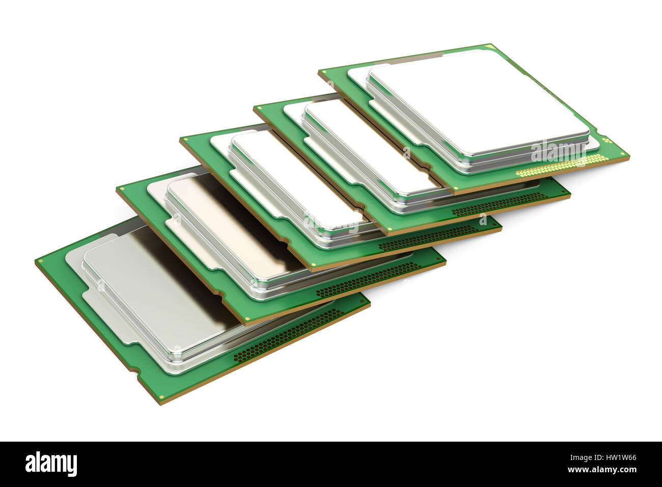CPU computer processor units, 3D rendering isolated on white background ...