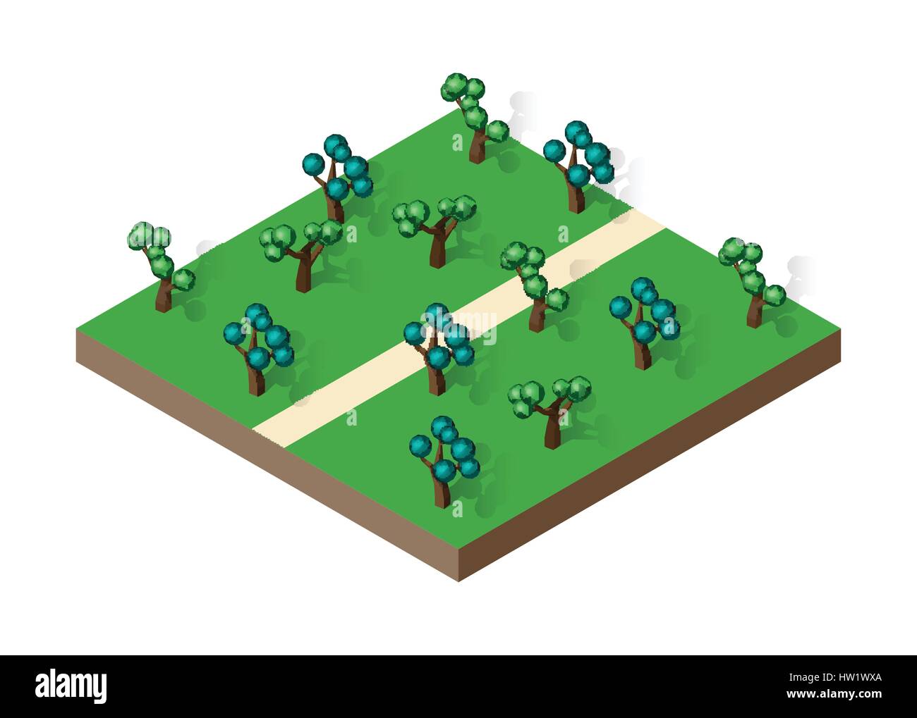 Isometric view projection summer landscape Stock Vector Image & Art - Alamy