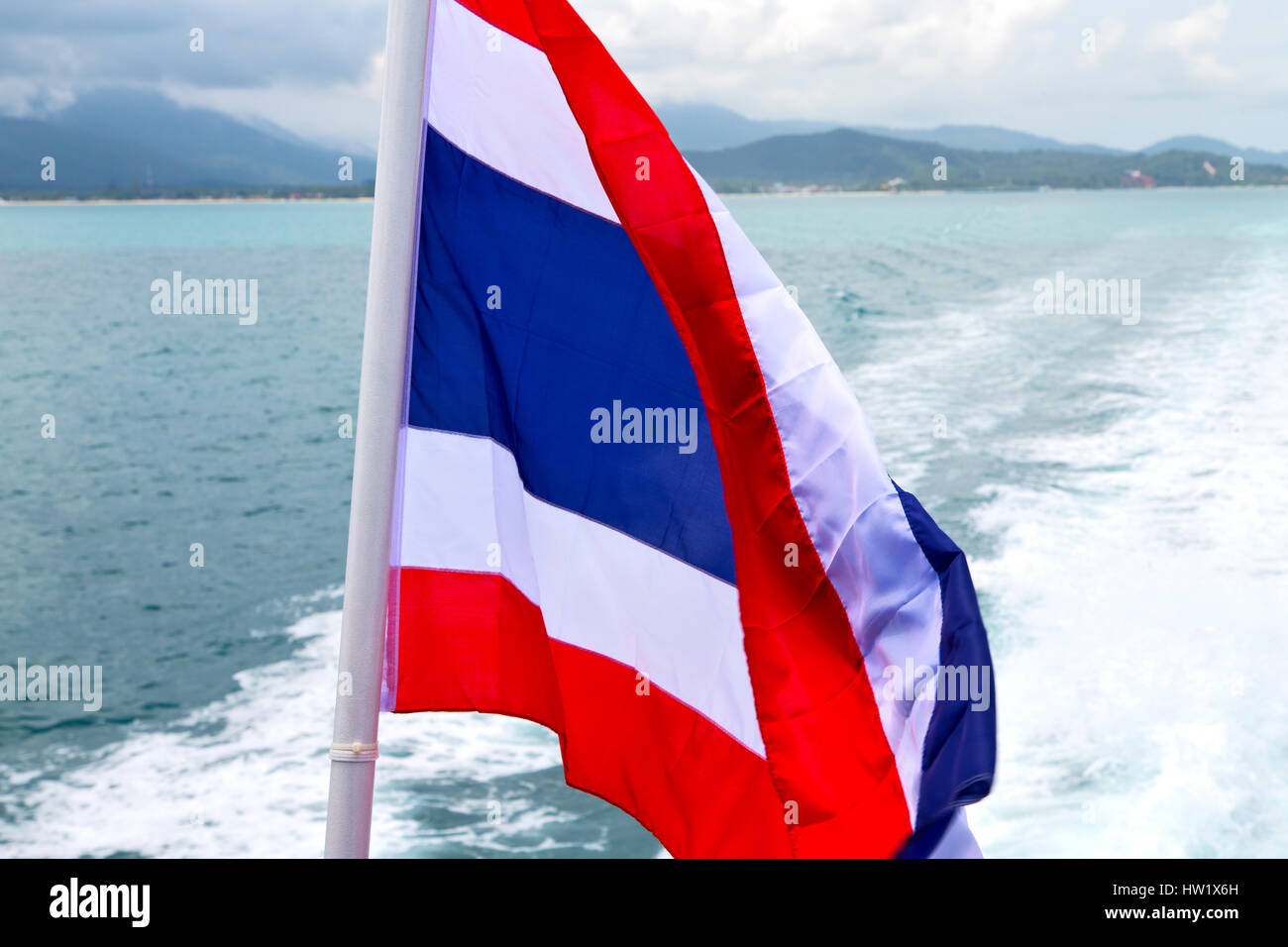 asia myanmar kho samui bay isle waving flag in thailand and south china ...