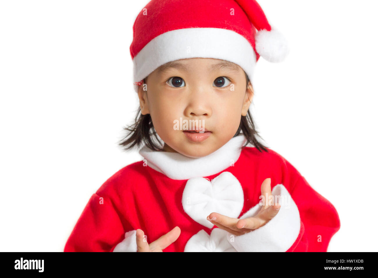 Asian Chinese santa girl in white background Stock Photo - Alamy