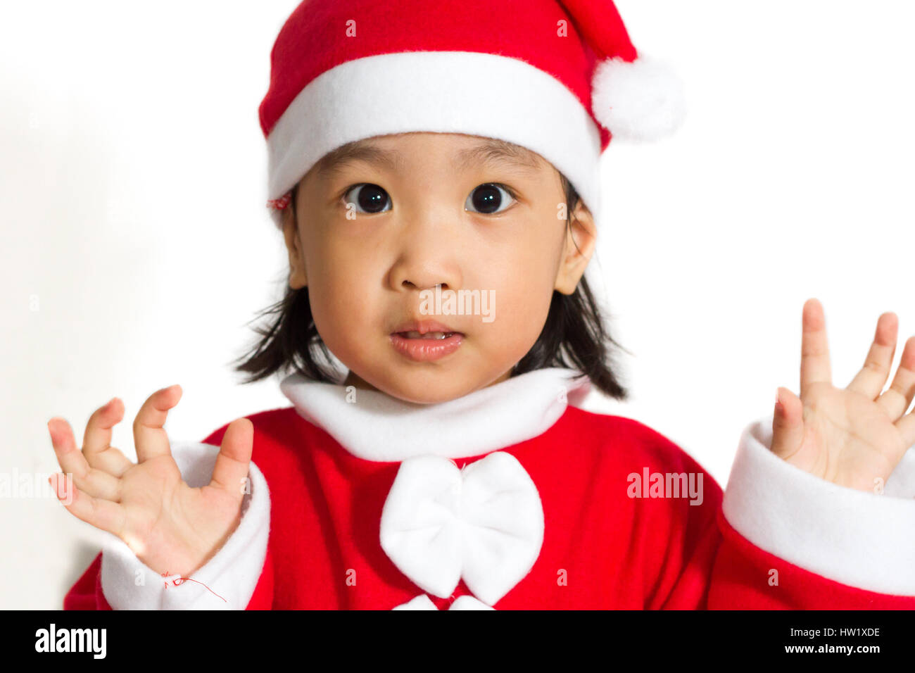 Asian Chinese santa girl in white background Stock Photo - Alamy