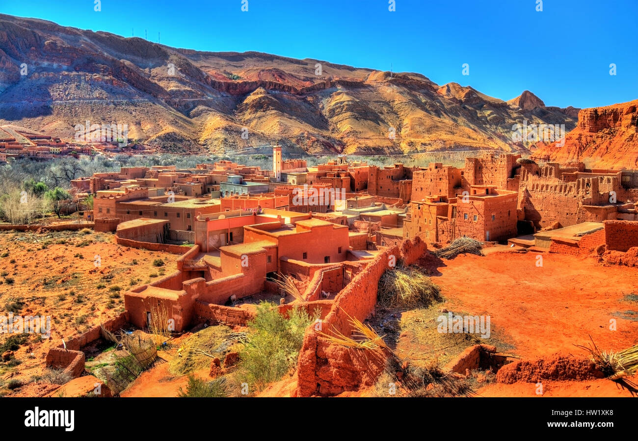 View of Bou Tharar village. Morocco, the Valley of Roses Stock Photo ...