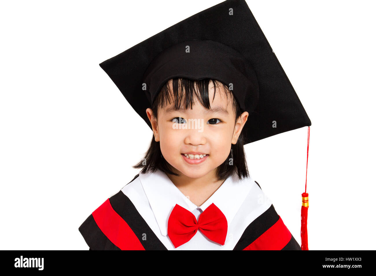 Chinese little girl graduation in white backround studio shot Stock ...