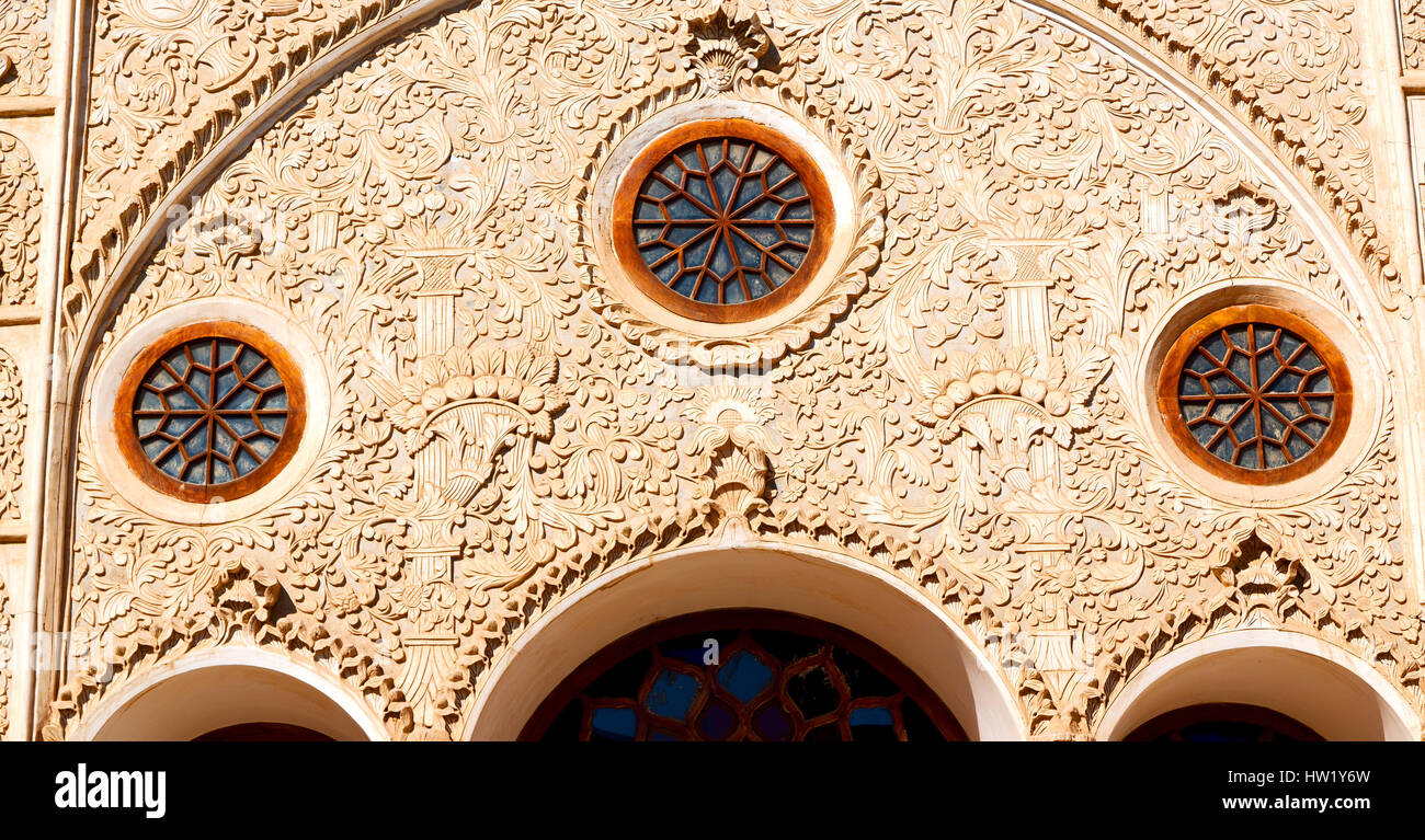 blur in iran kashan the old persian architecture window and glass in ...