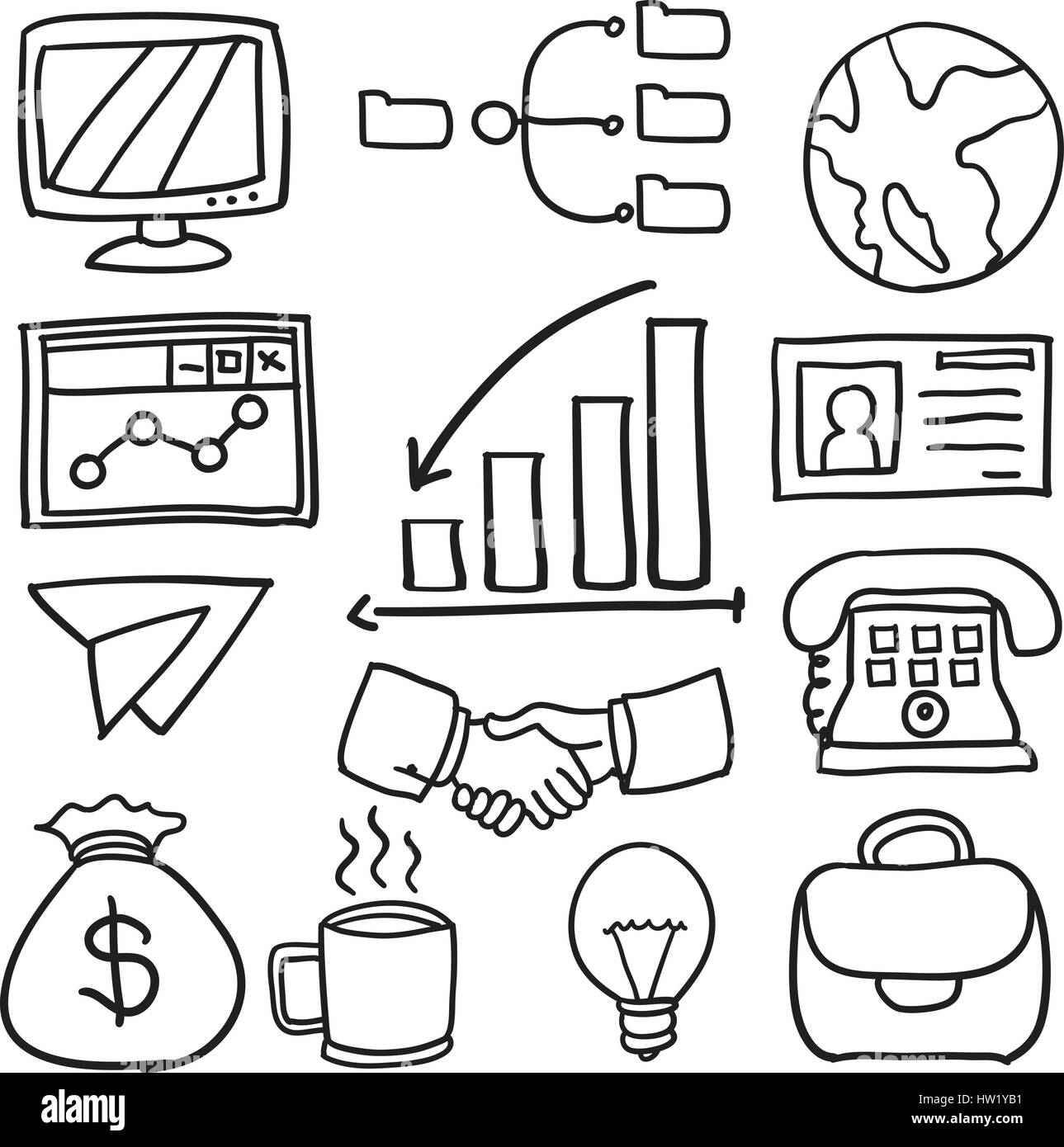 Collection of object business various doodles Stock Vector Image & Art ...